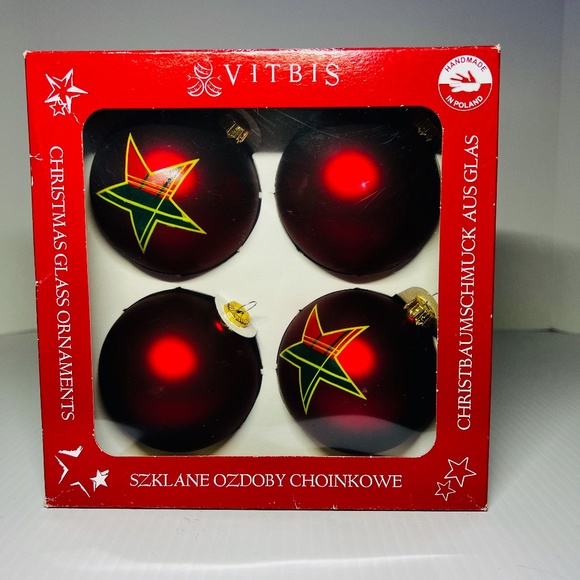 vitbis | Holiday | Christmas Ornaments Red Ball Plaid Stars Vitbis ...